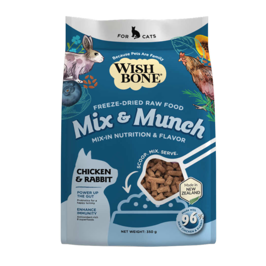 Wishbone Mix & Munch Freeze-Dried Raw Topper Chicken & Rabbit for Cats ...