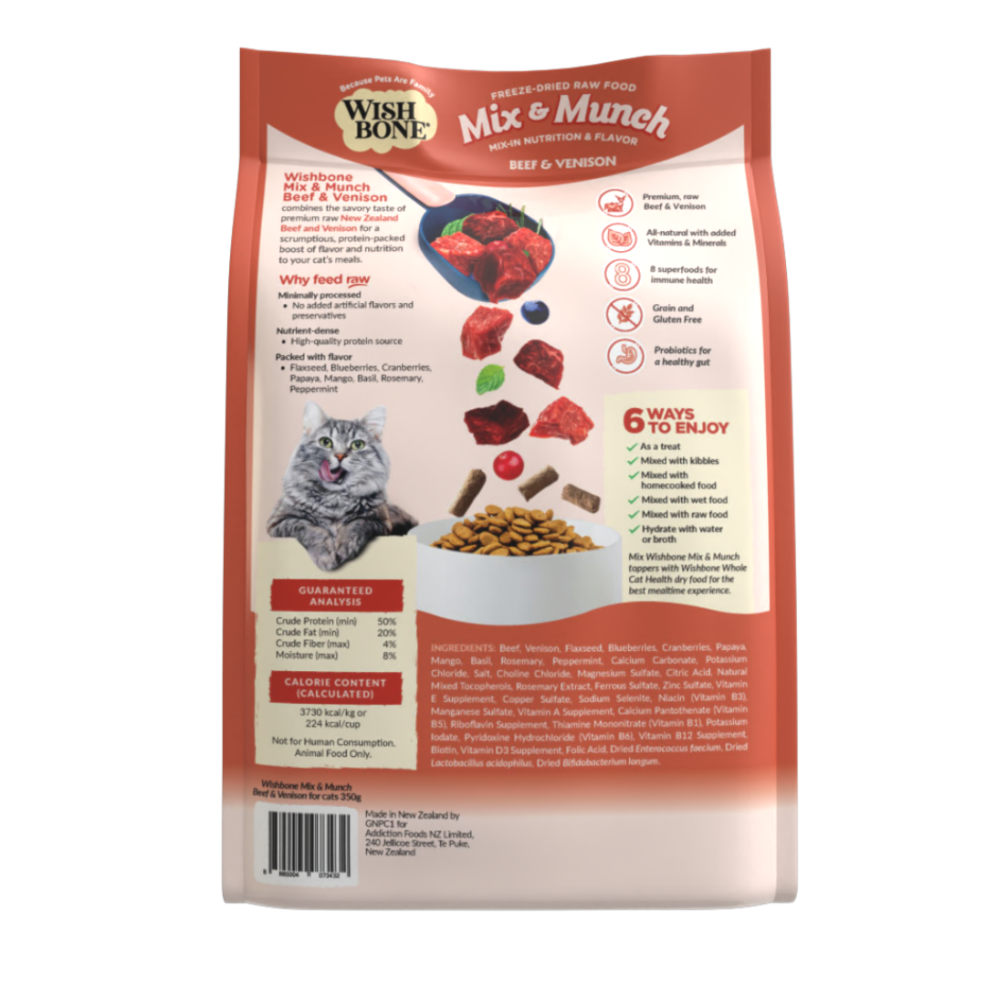 Wishbone Mix & Munch Freeze-Dried Raw Topper Beef & Venison for Cats 3 ...