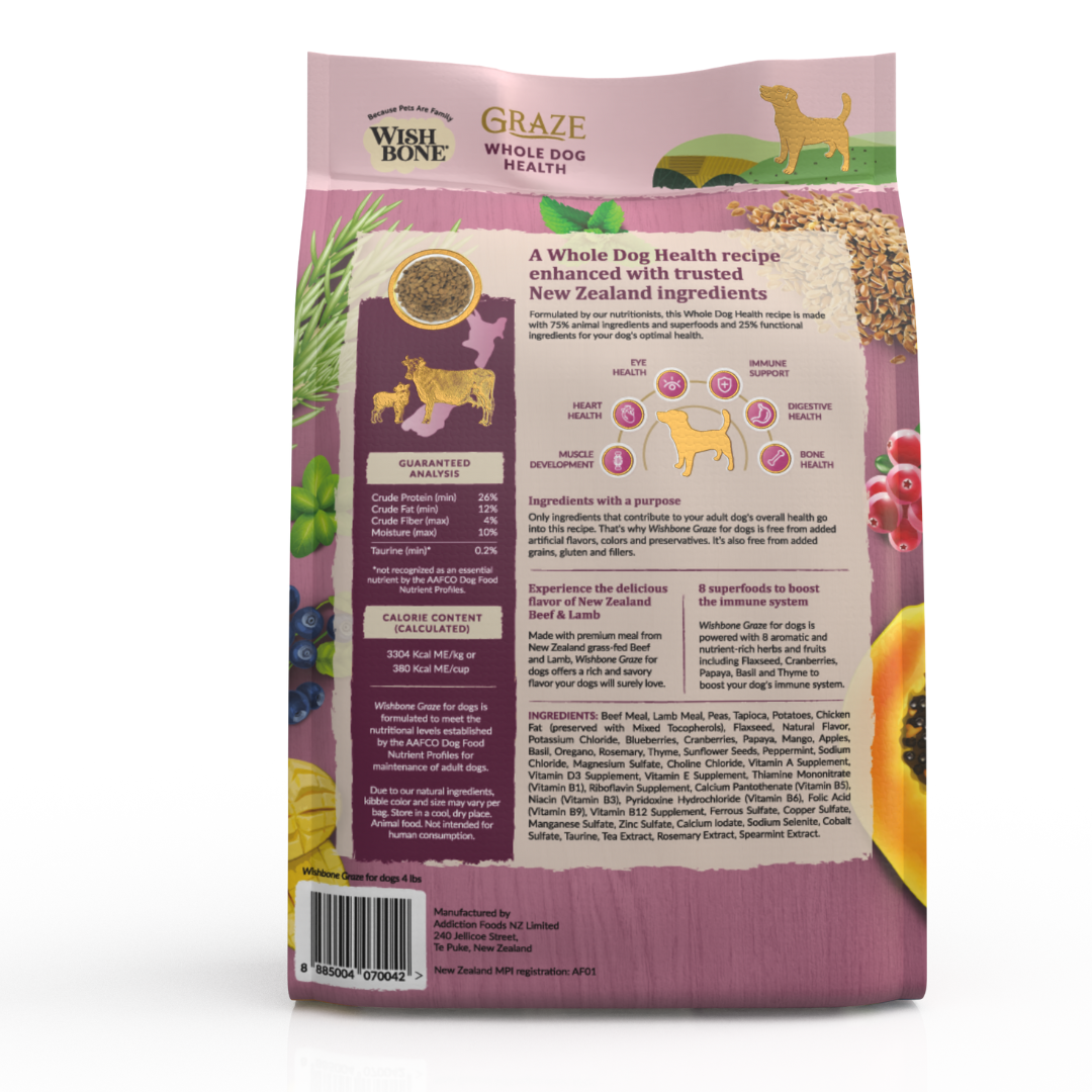 Wishbone Graze New Zealand Beef and Lamb, Gluten Free, Grain Free Dry ...